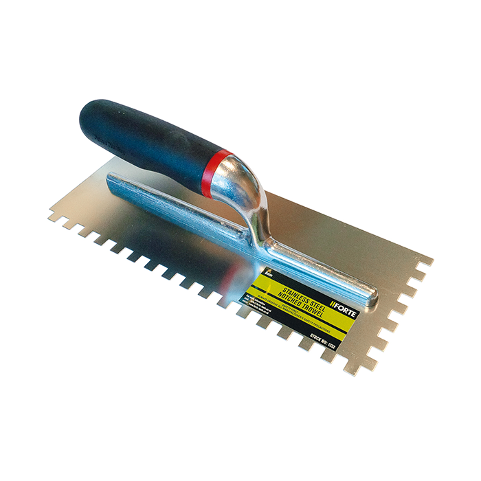 Forte 10mm Soft Grip Stainless Steel Notched Adhesive Trowel – Trimline ...