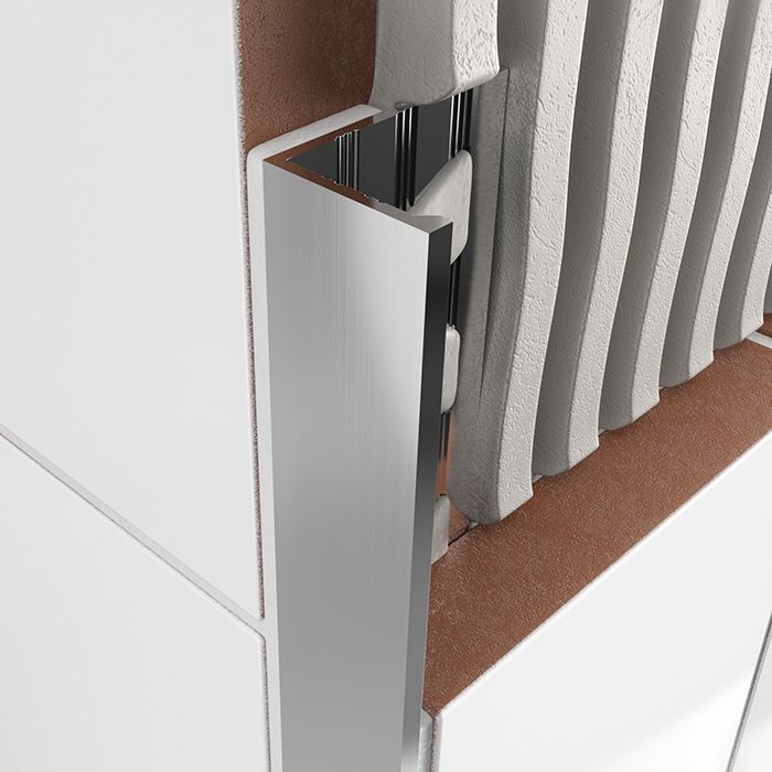Atrim 8mm Straight Edge Aluminium Chrome Effect Tile Trim - 2.5m ...