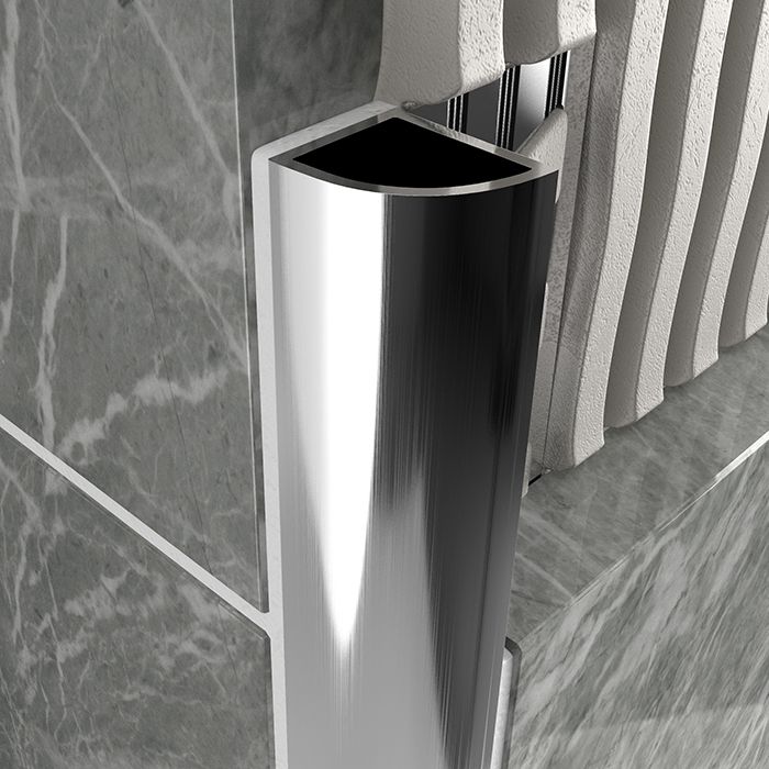 Atrim 8mm Round Edge Aluminium Chrome Effect Tile Trim - 2.5m ...
