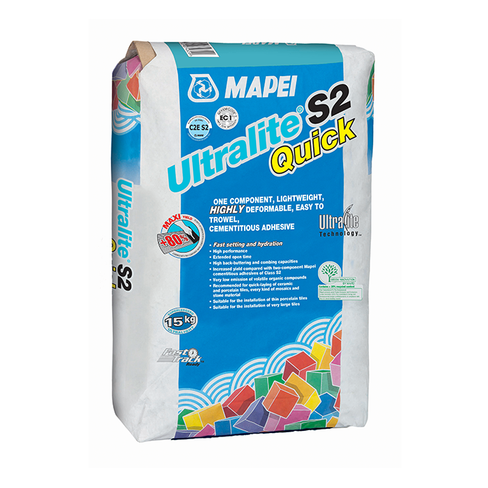 Mapei Ultralite S2 Quick Grey Lightweight tile adhesive C2FES2 - 15kg ...